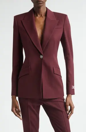 Versace Single-breasted Stretch Virgin Wool Gabardine Blazer