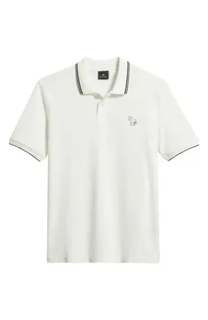 Paul Smith Regular Fit Tipped Cotton Piqué Polo - Off White