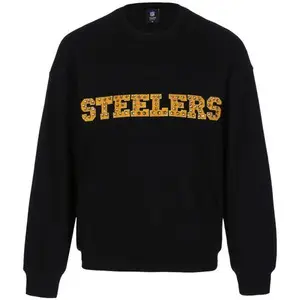 CUCE Pittsburgh Steelers Chenille Jeweled Sweatshirt - Black