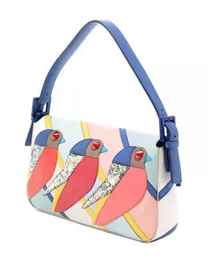 Fendi Patchwork Leather Qutweet Bird Baguette - Blue