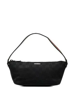 Gucci 2000-2015 Gg Canvas Web Boat Shoulder Bag - Black