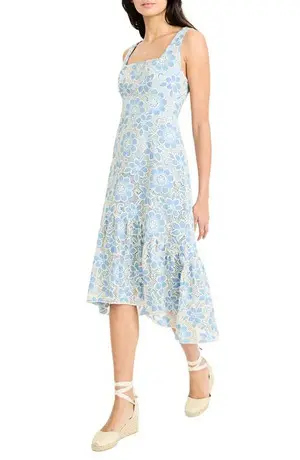 Maggy London Floral Embroidery High-low Midi Dress