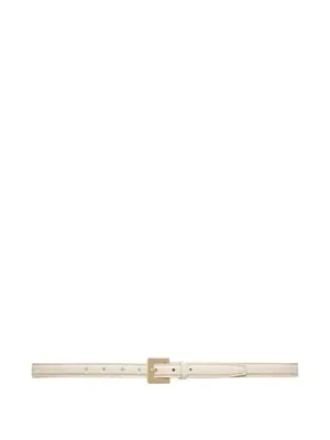 ANINE BING Nicola Crinkled Patent Leather Belt - White