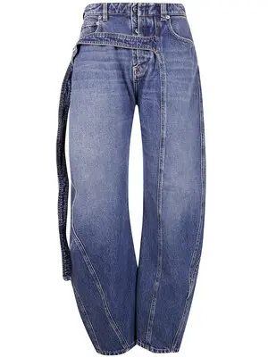 JEAN PAUL GAULTIER Low Waisted Jeans With Strap Detail - Blue