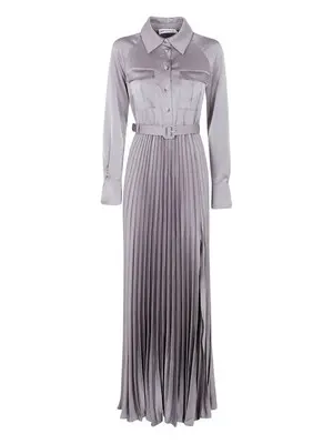 SELF-PORTRAIT Satin Pleated Maxi Dress