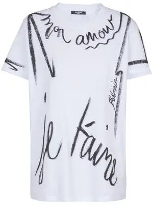 Balmain Printed Cotton T-shirt - White