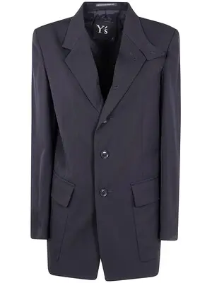 Y`S Notched Lapel Gabardine Jacket