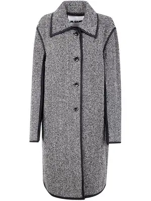 JIL SANDER 65 W Trim Wool Coat - Gray
