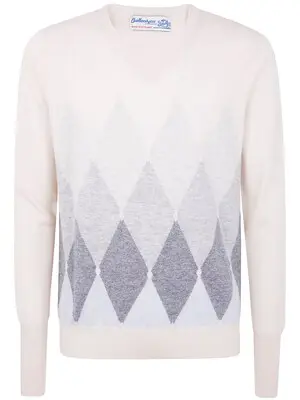 BALLANTYNE V-neck Pullover - White