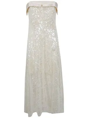 White Sequin Midi Dresses