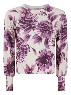 TWINSET Floral Print Round Neck Sweater - Multi