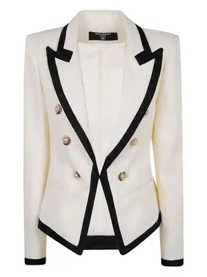 Balmain One Button Fitted Natte Jacket - Beige