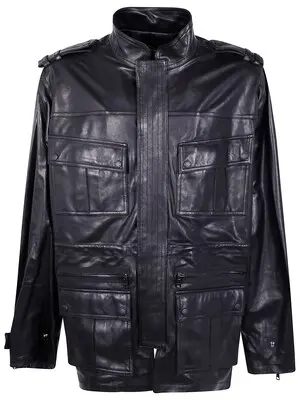 Balmain Lambskin Leather Mid-length Parka