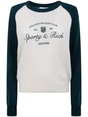 SPORTY & RICH Cashmere Baseball Sweater - Beige