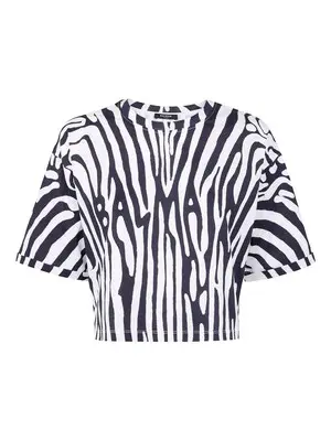 Balmain Zebra Print Crop T-shirt