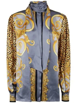 Versace Cheetah Foulard Shirt - Gray