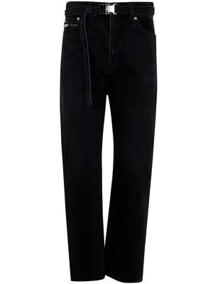 Sacai Black Wash Jeans For Women
