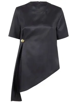 Loulou De Saison Madea" Draped Asymmetric Top - Black