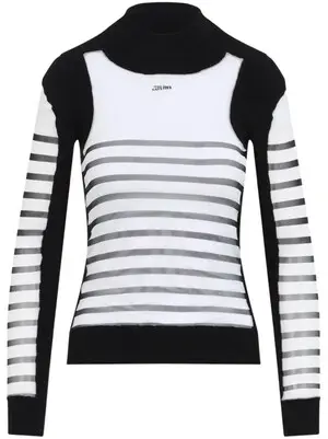 Jean Paul Gaultier Mix Mesh And Knit Long Sleeves Pullover - White
