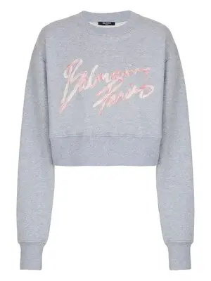 Balmain Cropped Sweatshirts Hoodies For Women
