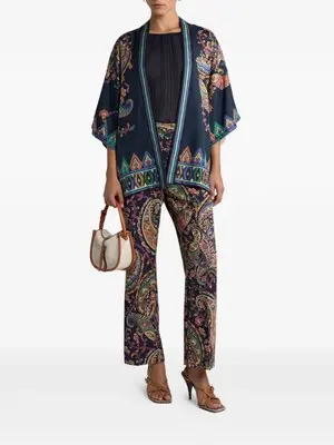 Etro Printed Straight Trousers Black