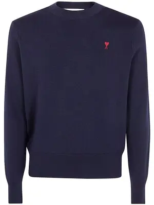 Ami Crewneck Sweater With Contrasted " De Coeur - Blue