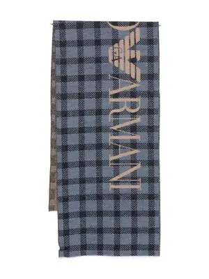 Emporio Armani Tartan Scarf - Blue
