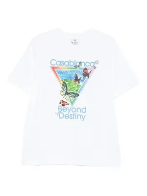Casablanca Tennis Club Icon Beyond Destiny Print' Classic T-shirt - White