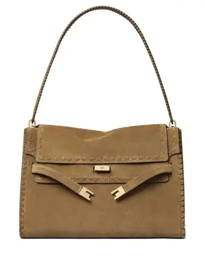 Tory Burch Lee Radziwill Suede Large Shoulder Bag - Brown