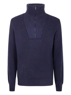FILIPPO DE LAURENTIIS Half Zip Sweater - Blue