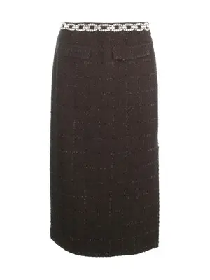 Blumarine Boucle Pencil Skirt With Chain Detail