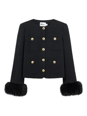 SELF-PORTRAIT Boucle Fur Cuff Jacket