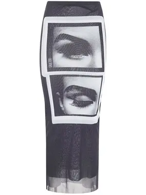 Jean Paul Gaultier Mesh Long Skirt - Black