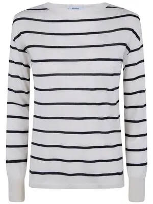 Max Mara Striped Silk Cashmere Sweater - White