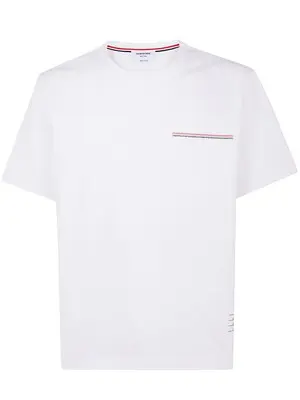 Thom Browne Oversized Short Sleeve Tee With Embroidered Rwb Pocket Tri - White