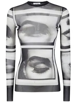 Jean Paul Gaultier Re-edition Printed Mesh Top - Black