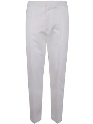 Zegna Cotton, Linen, And Silk Tailored Trousers - White