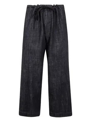 Y`S Straight String Denim Trousers
