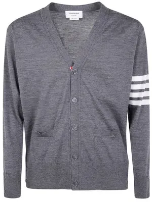 Thom Browne Classic Merino Wool Cardigan - Gray