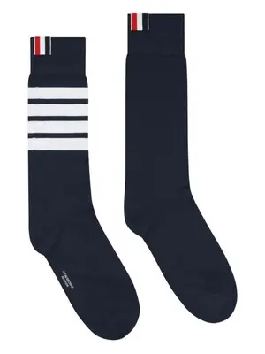 Thom Browne Mid-calf Socks With 4-bar Stripe - Blue