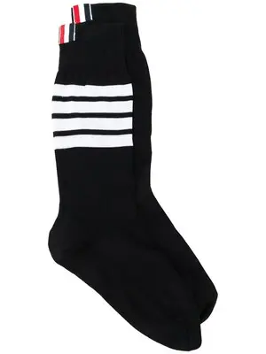 Thom Browne Mid-calf Socks With 4-bar Stripe - Black