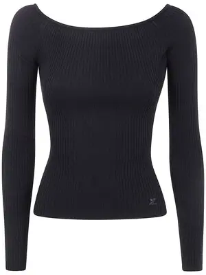 COURREGES Off-shoulder Ribbed Top