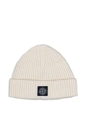 Stone Island Full Rib Rws Wool Beanie - White