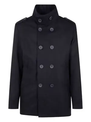 Herno Military Short Pea Coat - Black