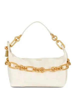 Balmain Sync Medium Calfskin Shoulder Bag - Beige
