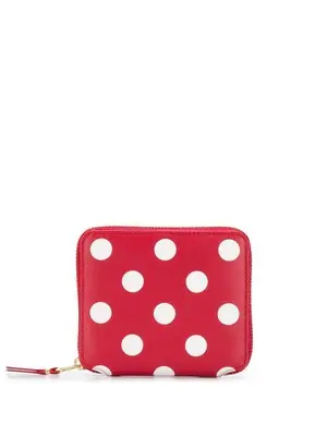 Comme Des Garçons Dots Printed Leather Line Wallet Comme Des - Red