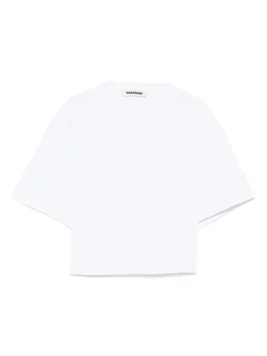 DARKPARK Doyle Cropped Draped Short Sleeve Tee - White