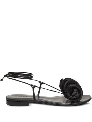 Magda Butrym Wrap Around Flat Flower Sandals - Black