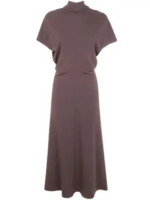 DRHOPE Bias Cut Midi Dress - Brown