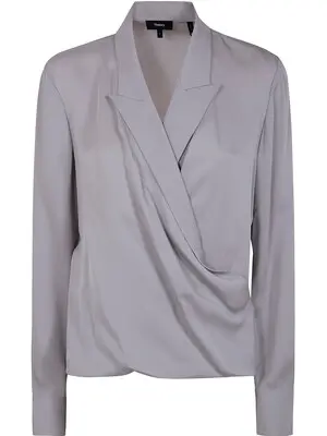 Theory Wrap Blouse - Gray